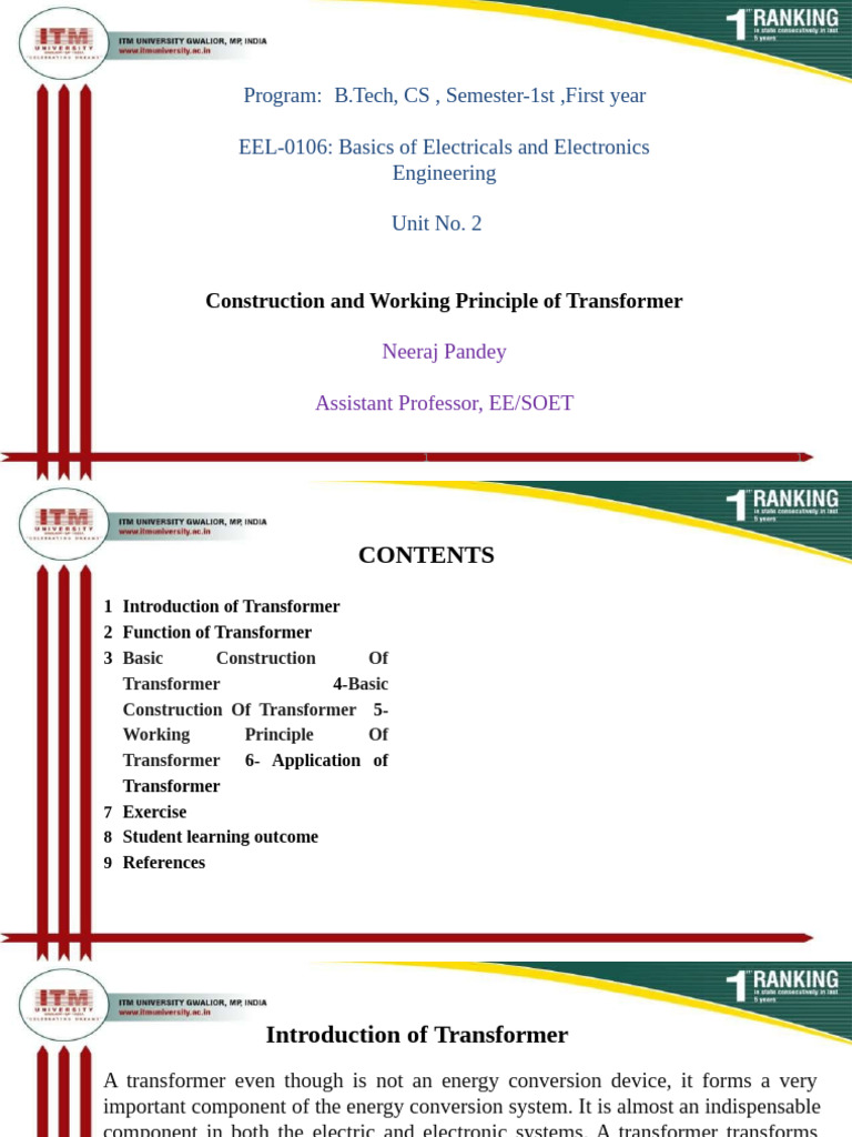 Construction Working of Transformer | PDF | Transformer ...