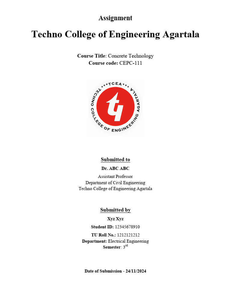Concrete Tech Assignment | PDF