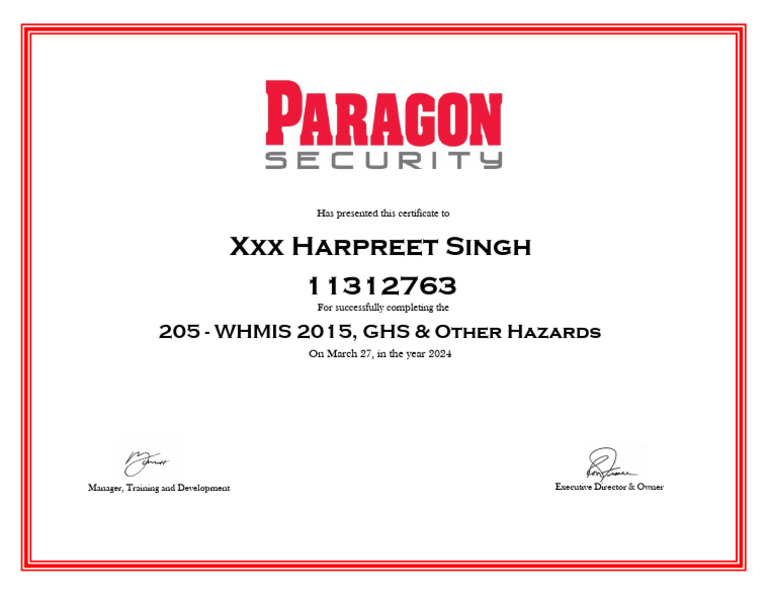 WHMIS 2015 Certification | PDF