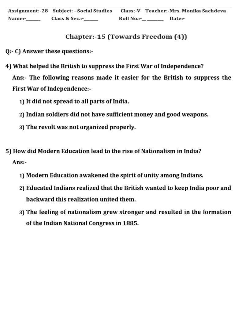 Assignment 28 Class V SST | PDF