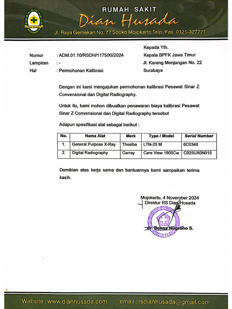 Permohonan Kalibrasi Alkes | PDF
