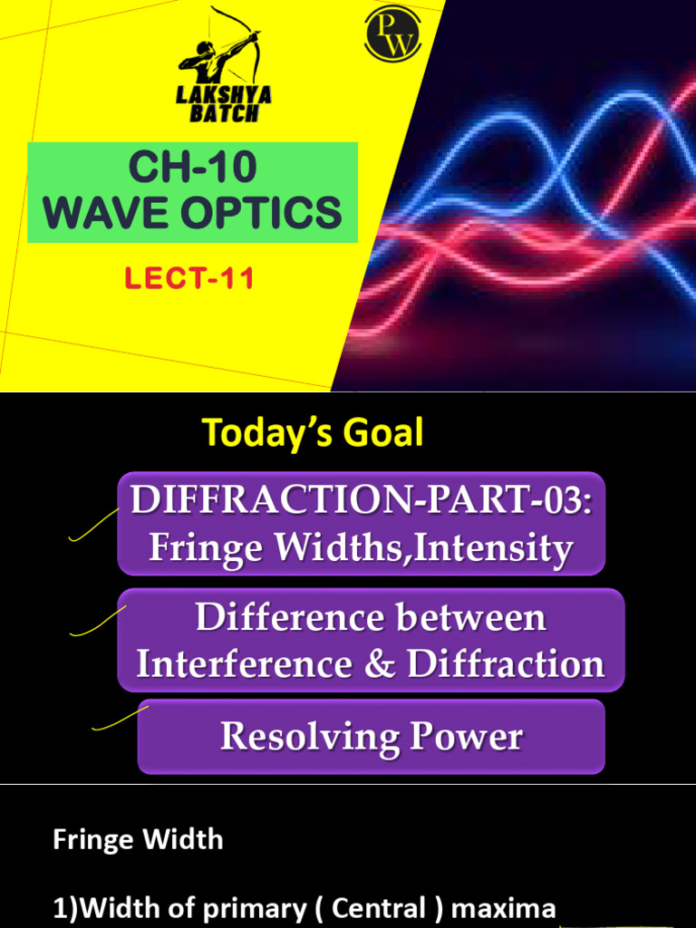 Wave Optics Lecture 11 @physicswallahlakshyavideos Physicswallahlakshyavideos | PDF