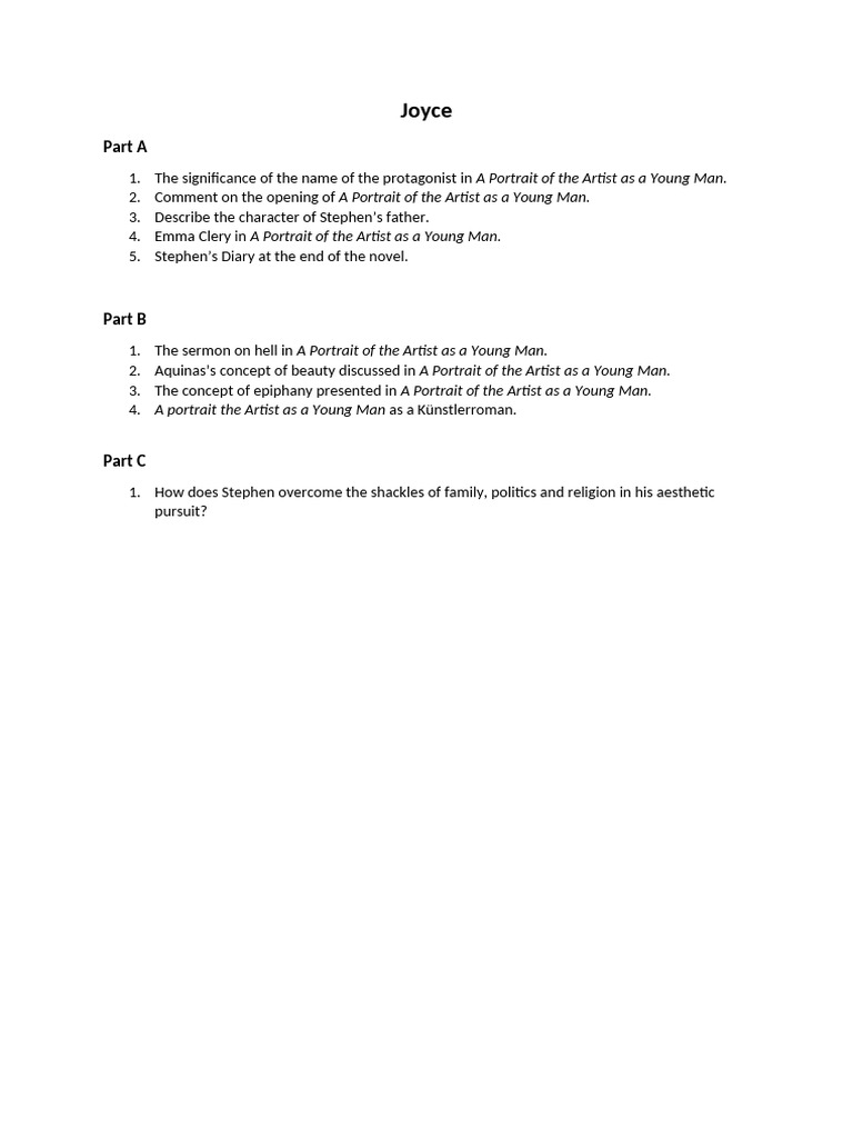 Joyce Questions | PDF | General Fiction