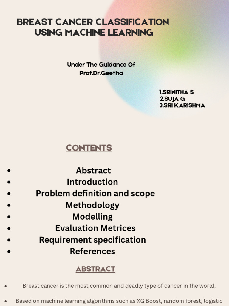 Project Final | PDF | Statistical Classification | Cancer