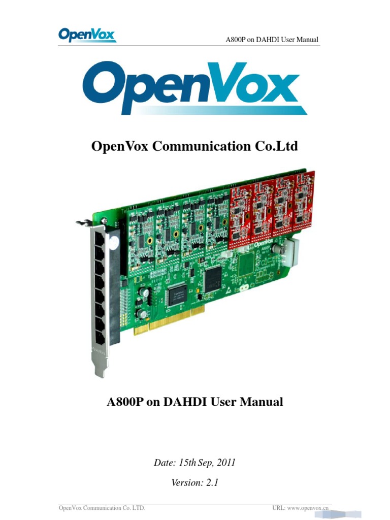 A800P On DAHDI User Manual | PDF | Voice Over Ip | Telecommunications