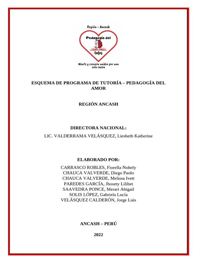 Esquema de Programa de Tutoría | PDF | Amor | Las emociones