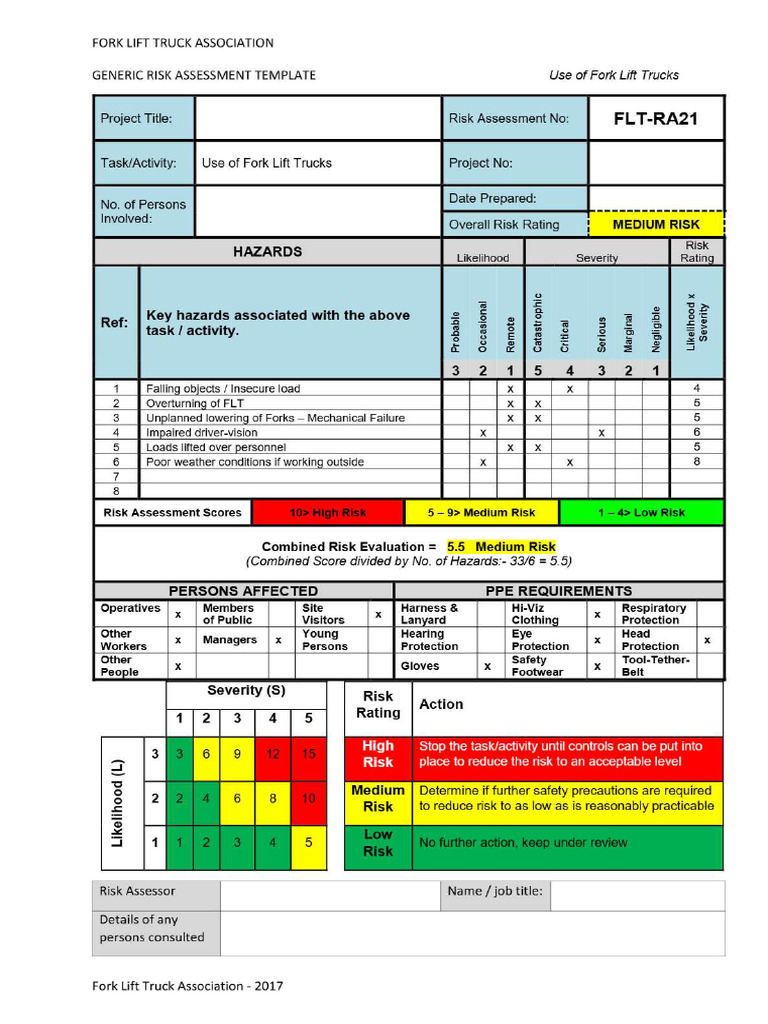 General Risk Assesment Forklift | PDF