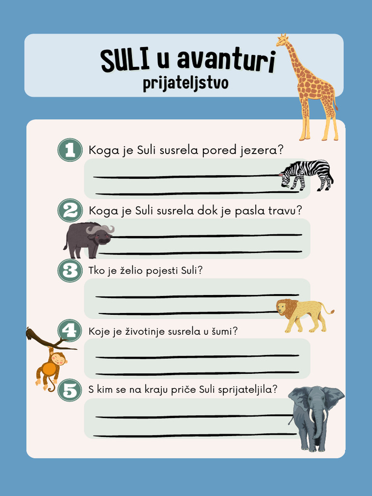 Suli U Avanturi - Prijateljstvo (Radni Listić) | PDF