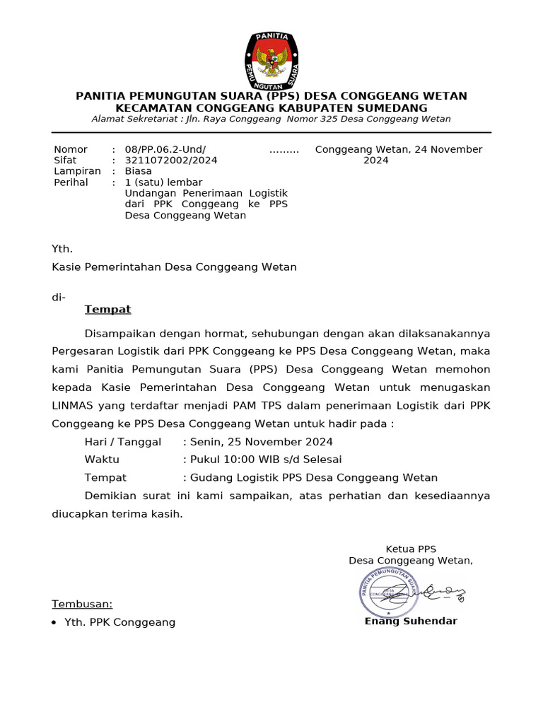 Undangan PAM TPS | PDF