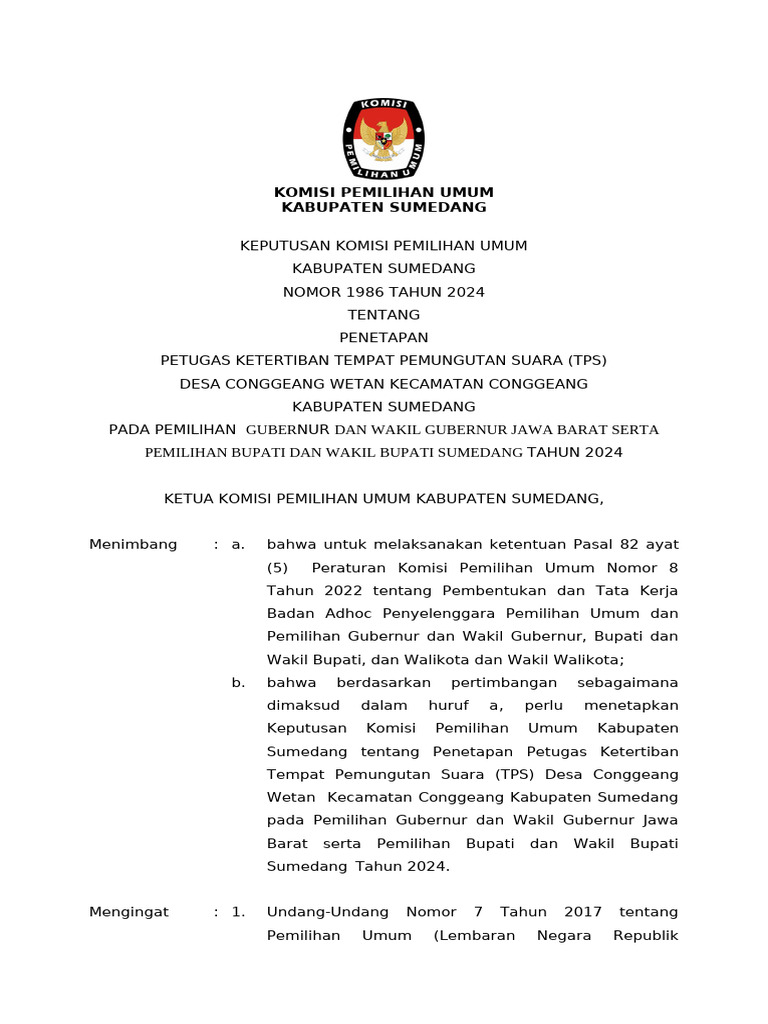 Template SK Pam TPS Apbd | PDF