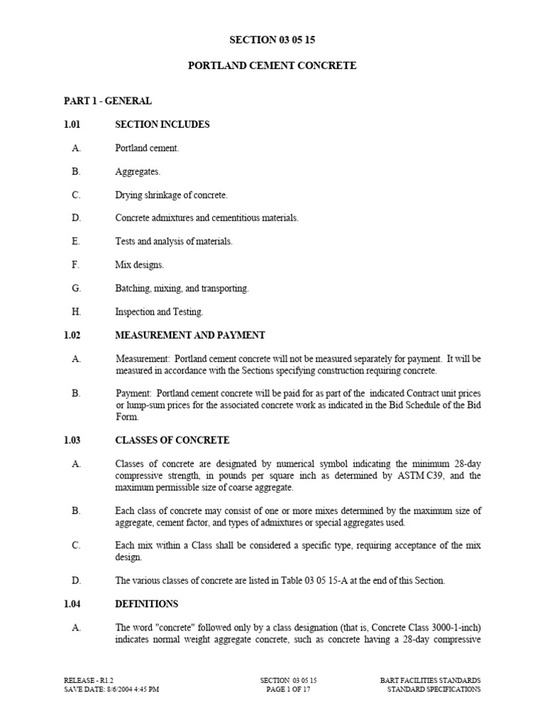 Portland Cement Concrete Specifications | PDF | Concrete | Cement