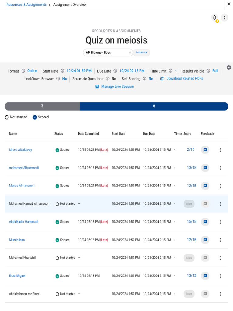 AP Biology Meiosis Quiz Assignments | PDF
