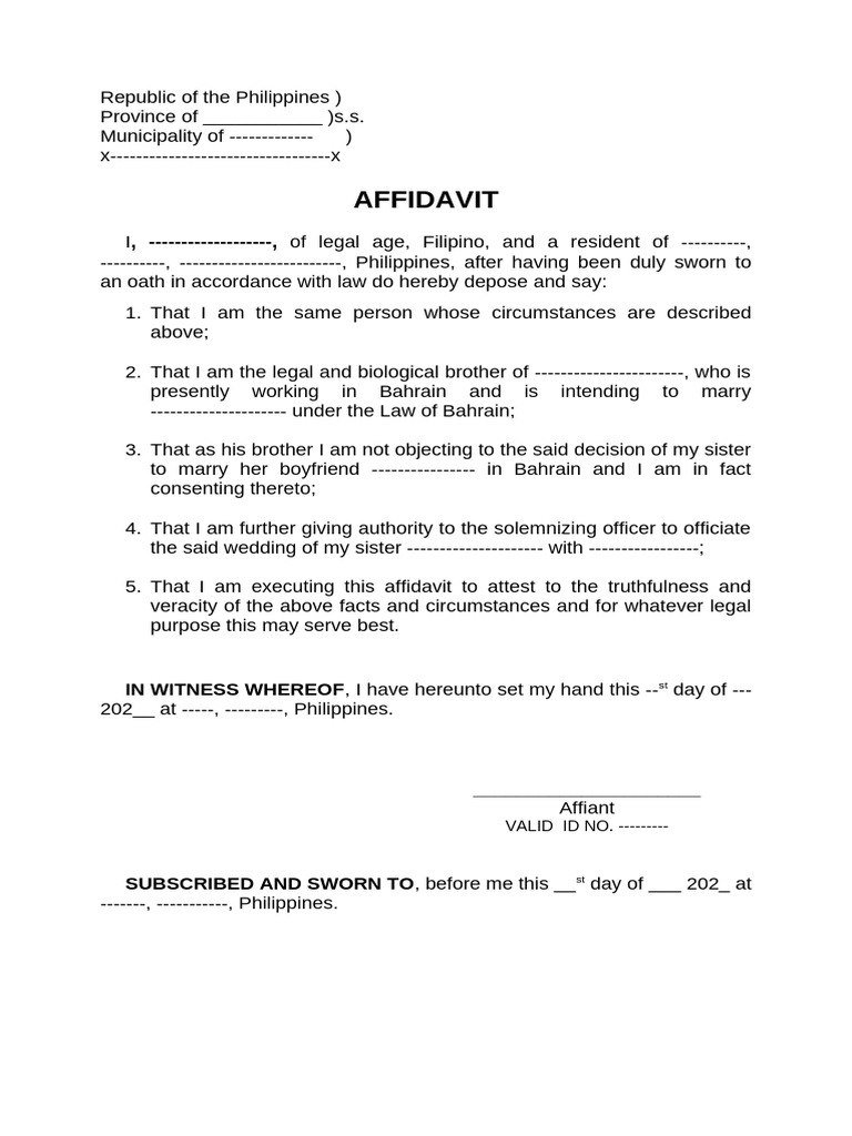 Affidavit of No Objection To Marry | PDF
