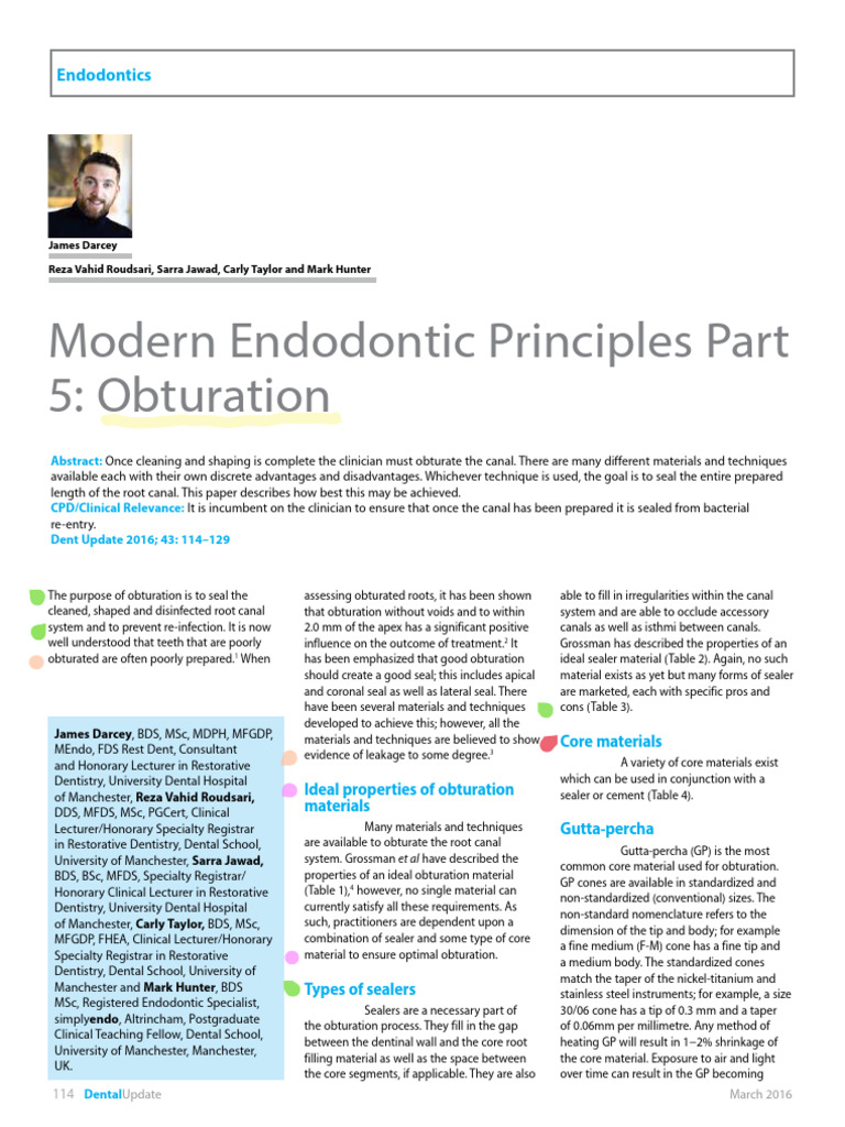 2016 Modern Endodontic Principle 5 Obturation | PDF | Dental Degree ...