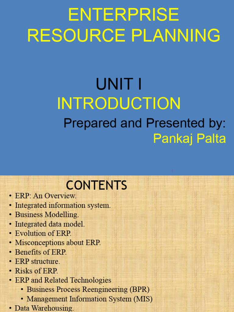 Unit I Erp | PDF | Enterprise Resource Planning | Data Management