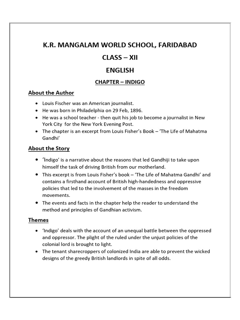 Indigo - Notes PDF | PDF | Mahatma Gandhi | British Raj