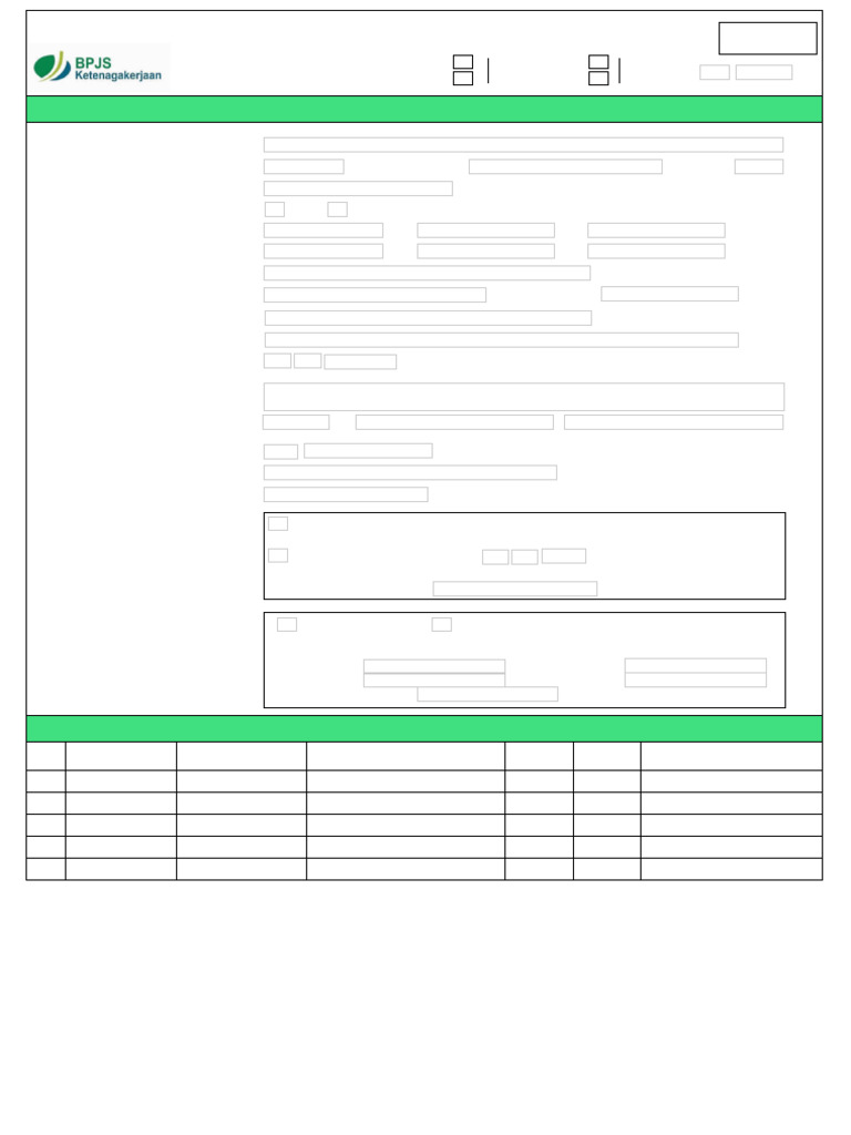 Formulir BPJS Ketenagakerjaan | PDF