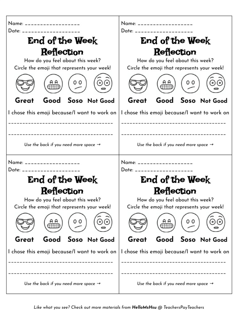 End of The Week Reflection End of The Week Reflection: Great Good Soso ...