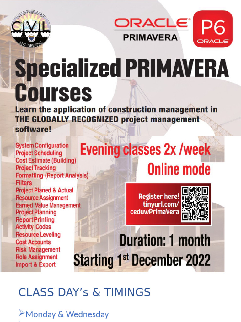 Primavera Course Introduction Lecture | PDF | Project Management | Software