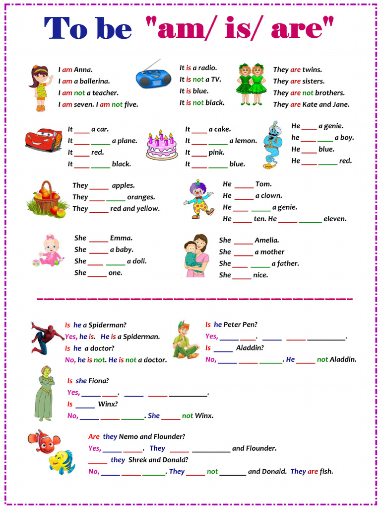 am_is_are worksheets | PDF