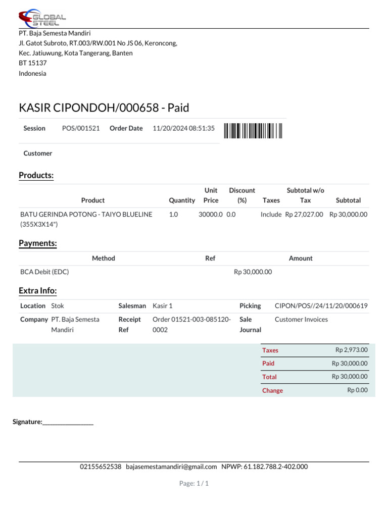 KASIR CIPONDOH - 000658-Order 01521-003-085120-0002 | PDF | Accounting