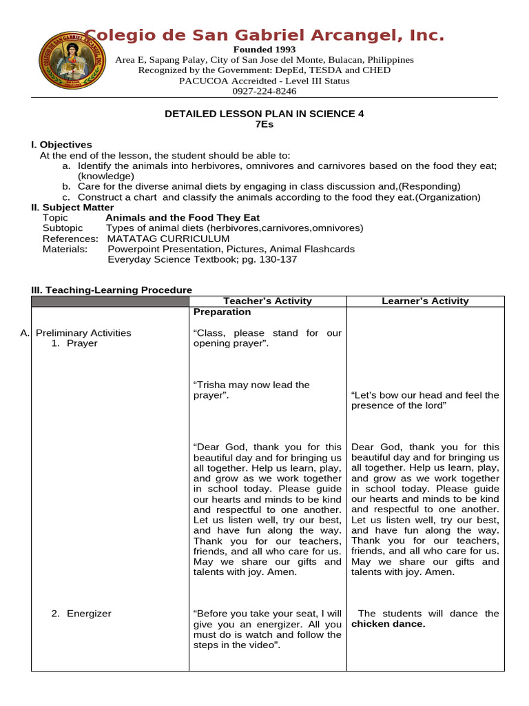 1.science Grade 4 Lesson Plan Group 7 Final | PDF | Foods | Herbivore