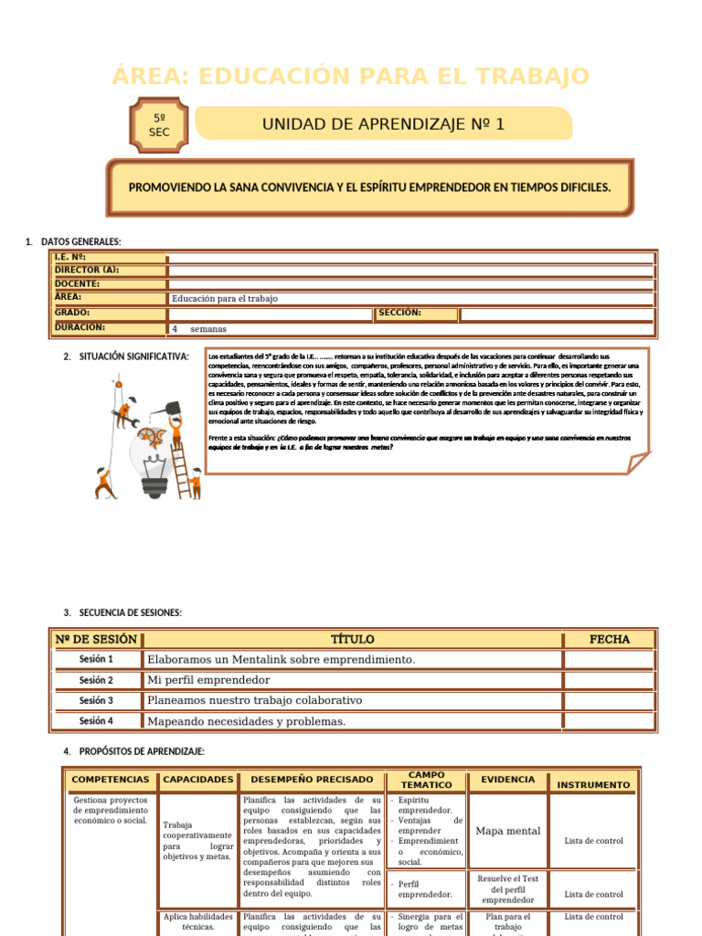 5º Experiencia de Aprendizaje - Exp. 01 - Ept | PDF | Iniciativa empresarial | Aprendizaje