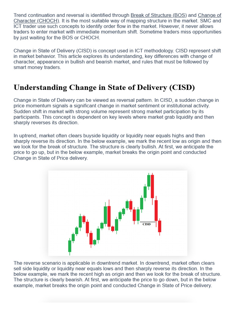 Change in State of Delivery (CISD) - ICT Trading Concept | PDF | Market ...