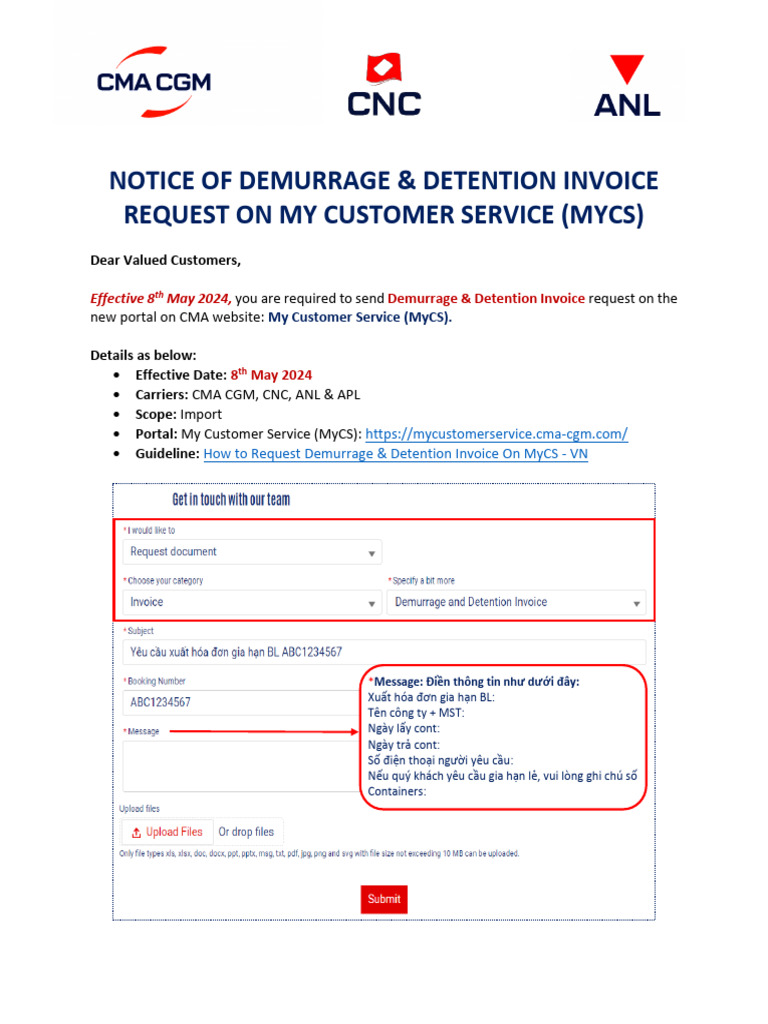 Demurrage & Detention Invoice Request Guide | PDF | Finance & Money ...