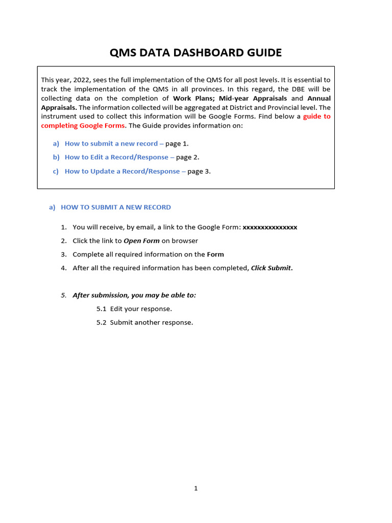 Google Forms QMS Submission Guide | PDF