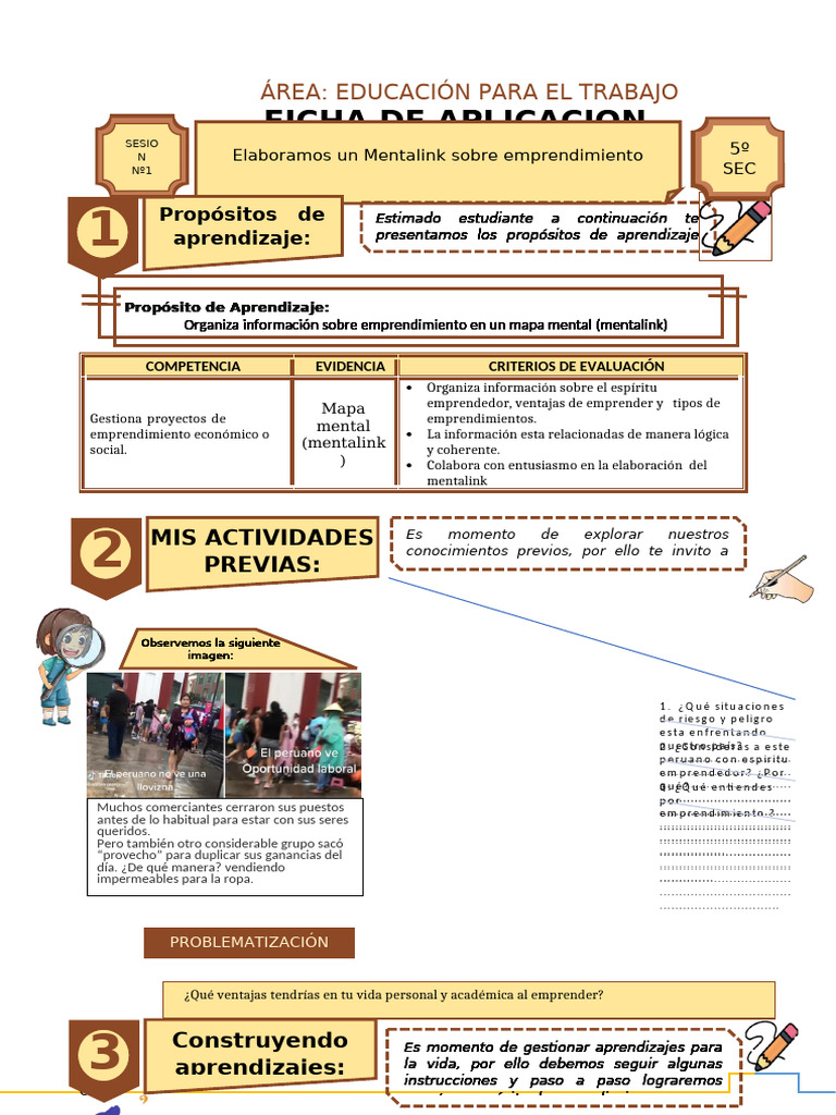 5° Ficha de Aplicación-Sesión1-Sem.1-Exp.1-Ept | PDF | Iniciativa ...
