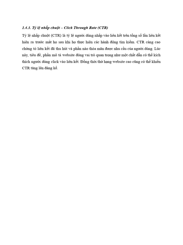1.4.3. Tỷ lệ nhấp chuột - Click Through Rate (CTR) | PDF