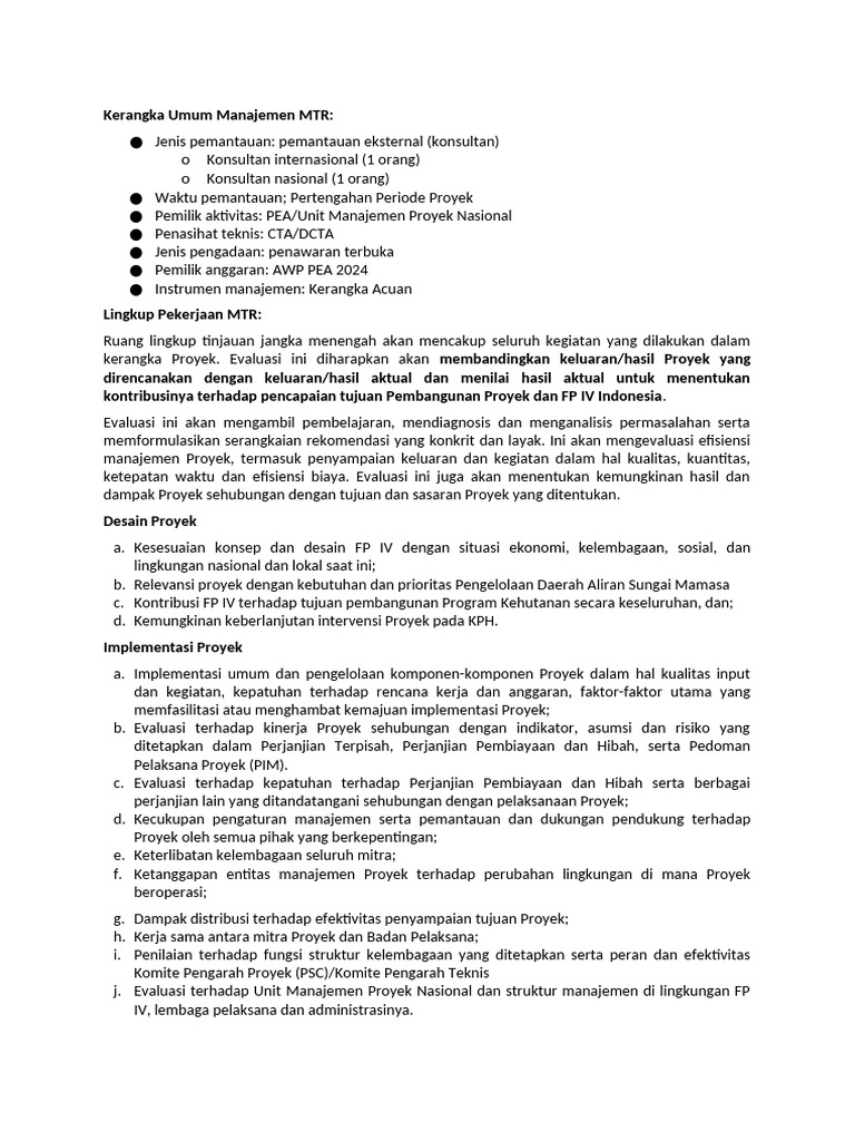 Kerangka Umum Manajemen MTR | PDF