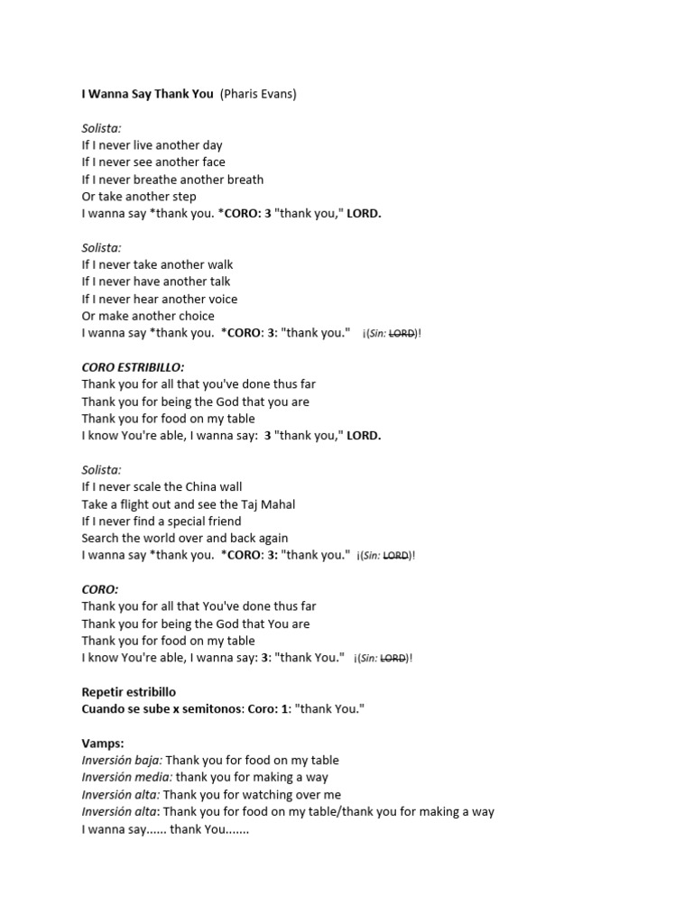 LETRA I Wanna Say Thank You | PDF | Poetry
