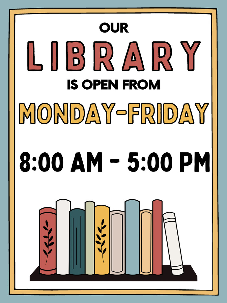 Teal Library Day Classroom Poster | PDF