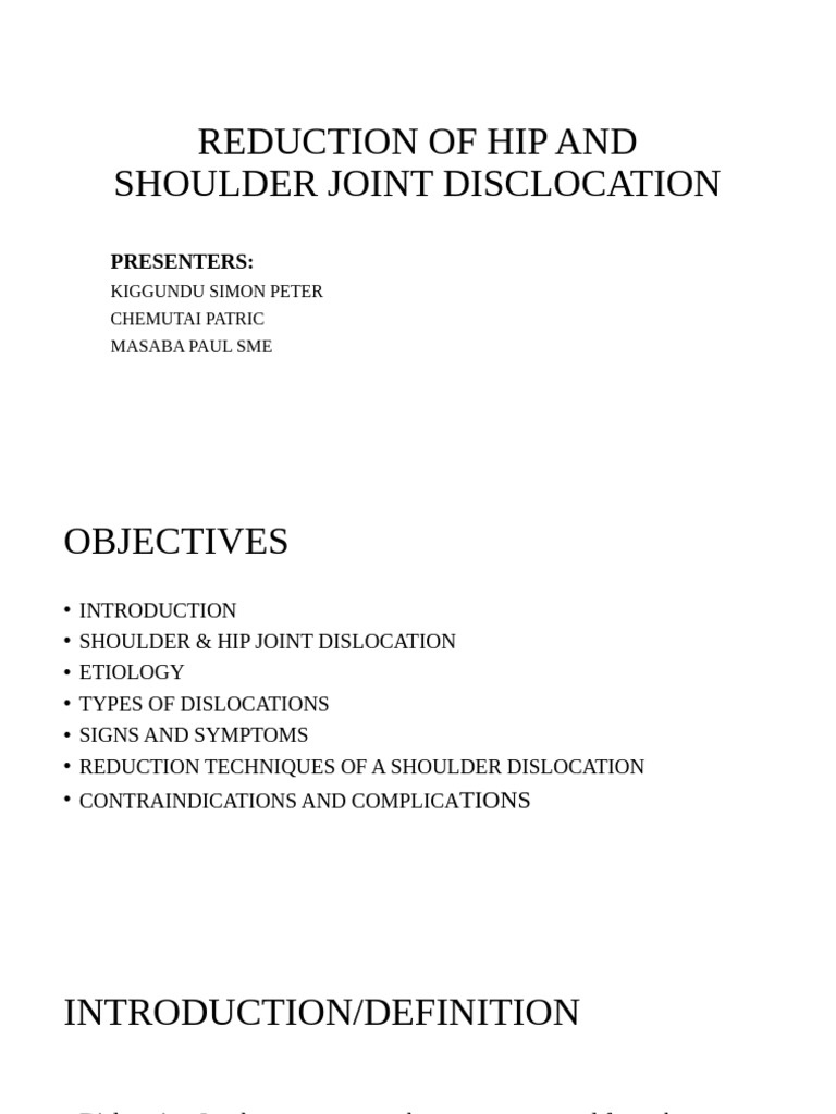 Joint Dislocation Reduction Techniques | PDF | Shoulder | Hip