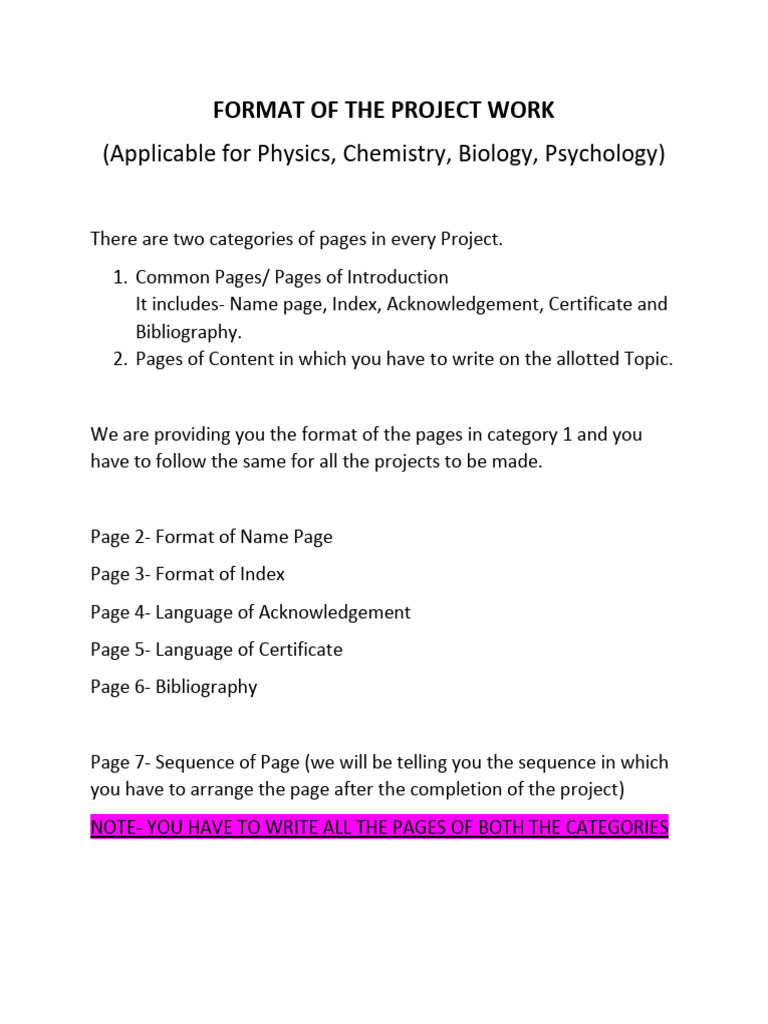 Format of The Project Work | PDF | Business