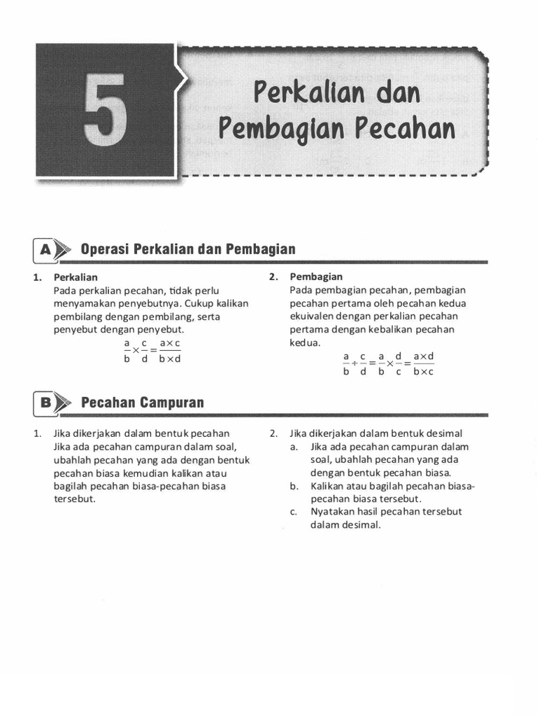 BS SD 4-5-6 Bab MTK (5.perkalian Dan Pembagian Pecahan) | PDF