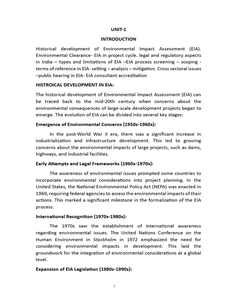 Eia Unit 1 | PDF | Environmental Impact Assessment | Waste Management