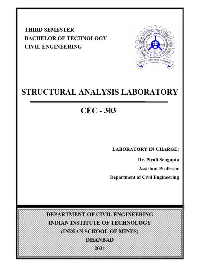 Labotatory Manual Btech Structural Analysis Laboratory Manual | PDF ...