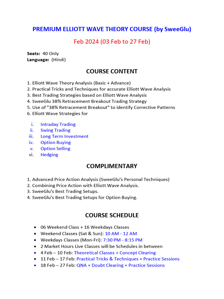 SweeGlu EWT Course Feb 2024 | PDF