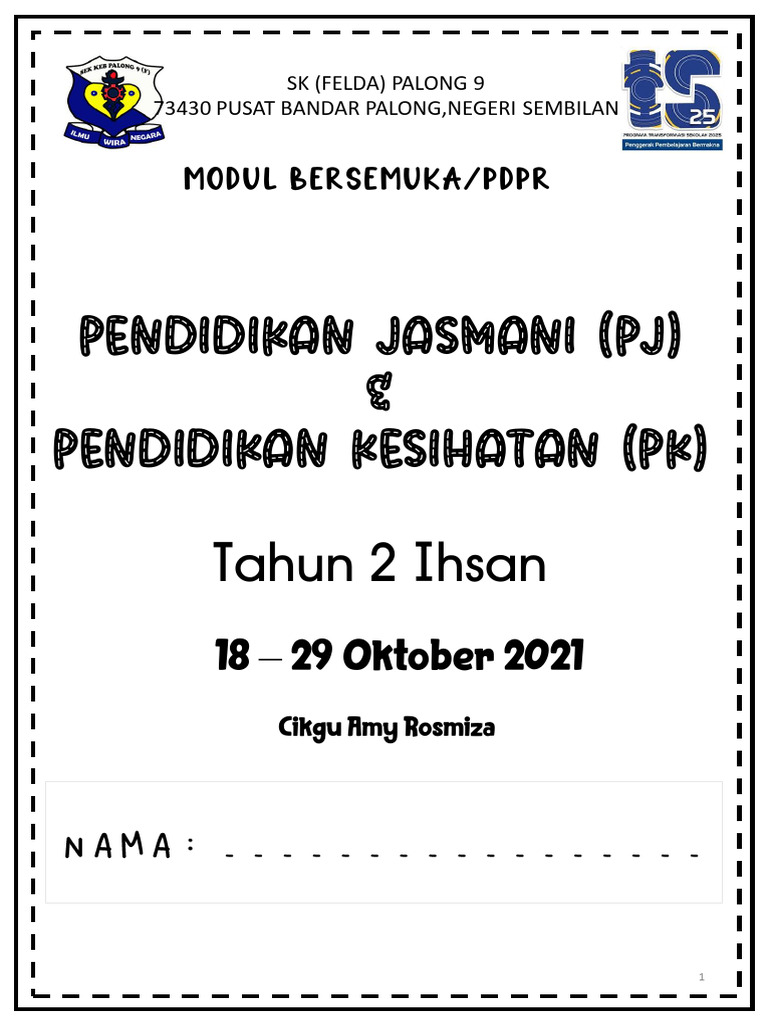 Modul PJPK Tahun 2 PDPR Bersemuka | PDF