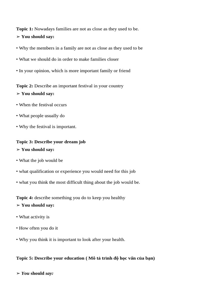 Topic Speaking - Level 4 | PDF