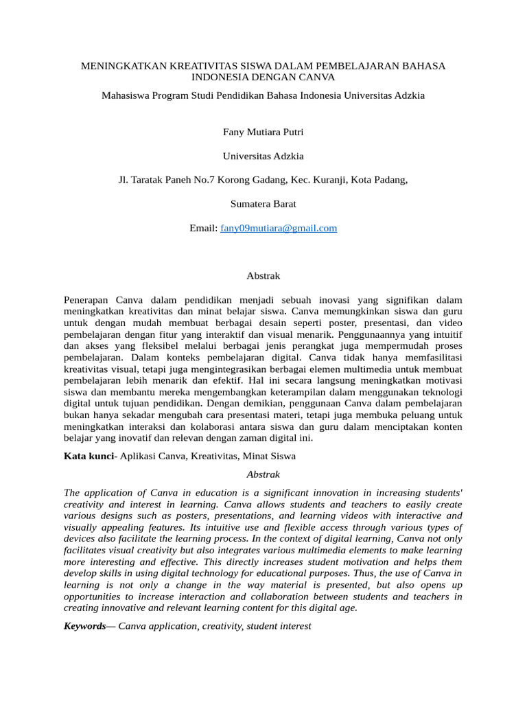 Kreativitas Siswa dengan Canva | PDF
