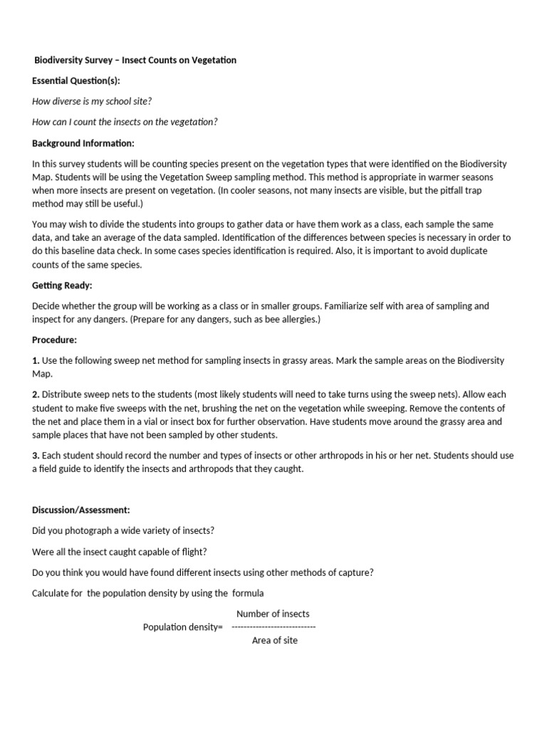 Biodiversity Survey | PDF | Insects | Biodiversity