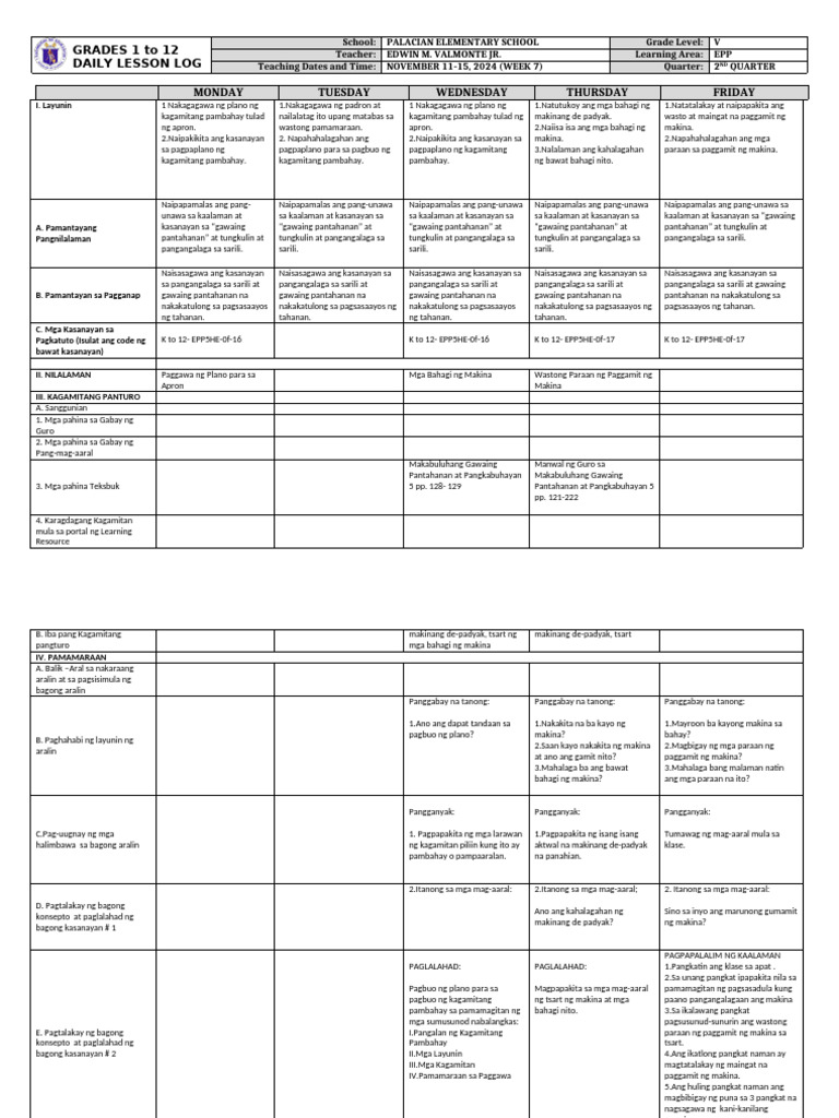 DLL - Epp 5 - Q2 - W7 | PDF