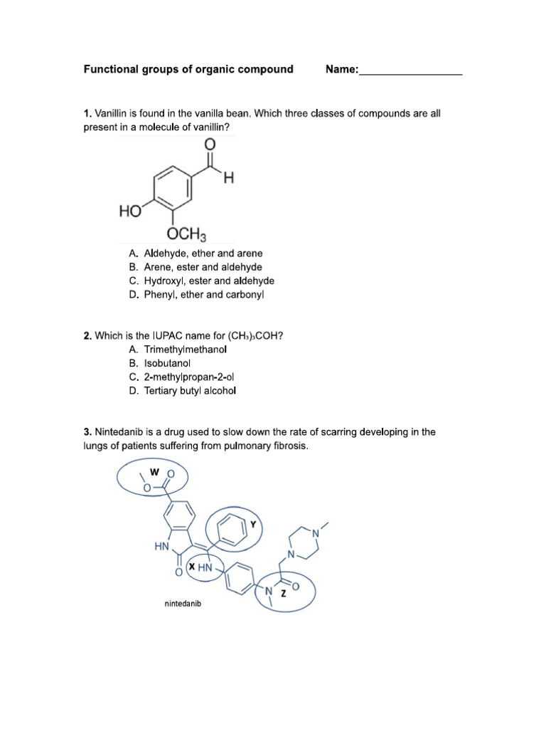 Functional Groups Practice | PDF
