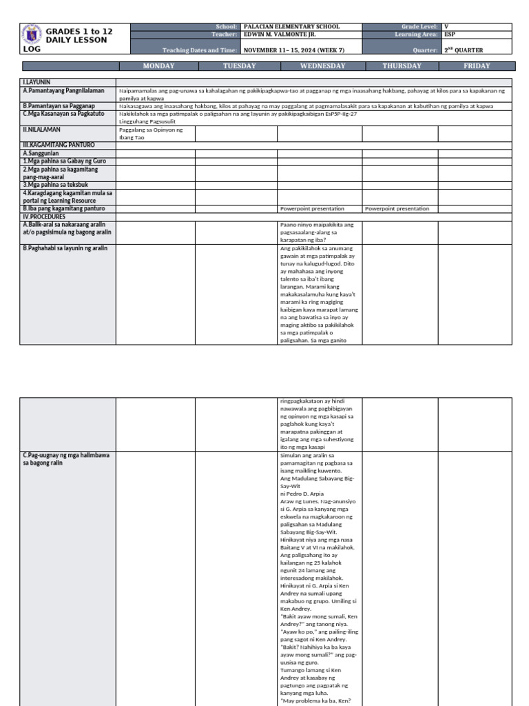 DLL - Esp 5 - Q2 - W7 | PDF