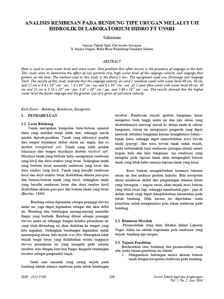 Analisis Rembesan Pada Bendung Tipe Urug | PDF | Sains & Matematika