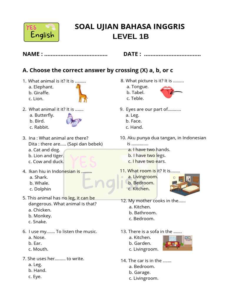 Soal Ujian Level 1B | PDF | Foreign Language Studies | Home & Garden